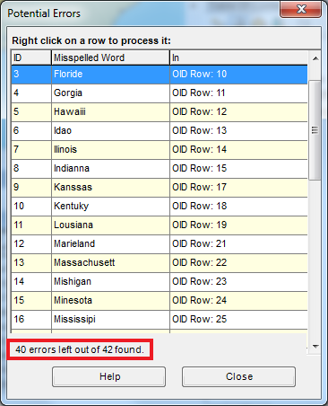 MapSpeller™: Spell Checking Table Field Values
